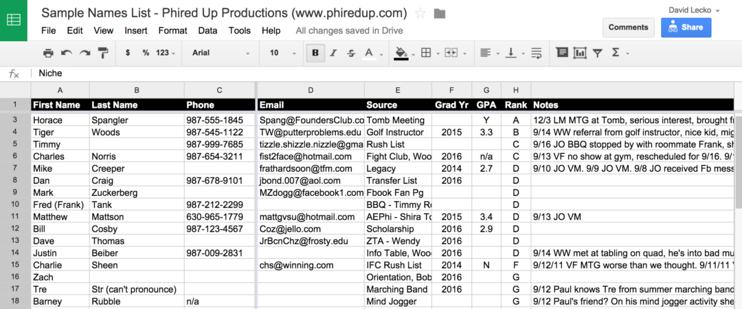 Building Your Names List (Tabling) - Triangle Fraternity
